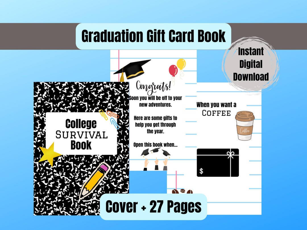 Graduation Gift Card Book, Digital File, Printable, Survival Gift ...