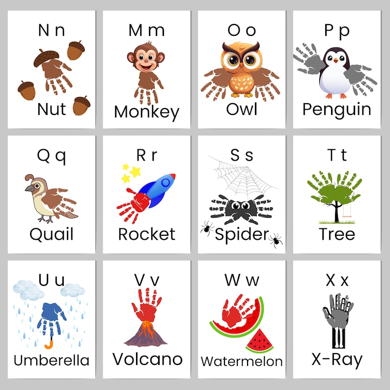 Alphabet Handprint Art: A-Z Phonics, Activity for Kids, Toddler ...