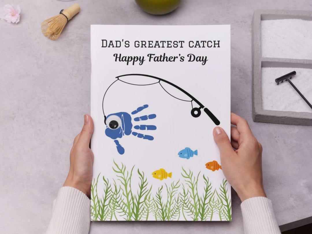 Father's Day Kids Craft, Dad's Greatest Catch, Printable, Fishing, Gift ...