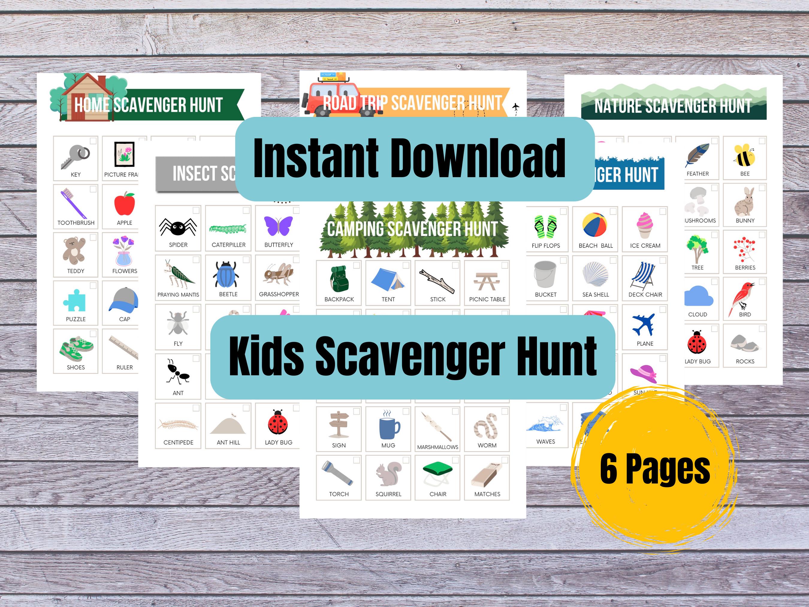 Kids Scavenger Hunt Bundle, Instant Download, Printable, Summer Kids ...