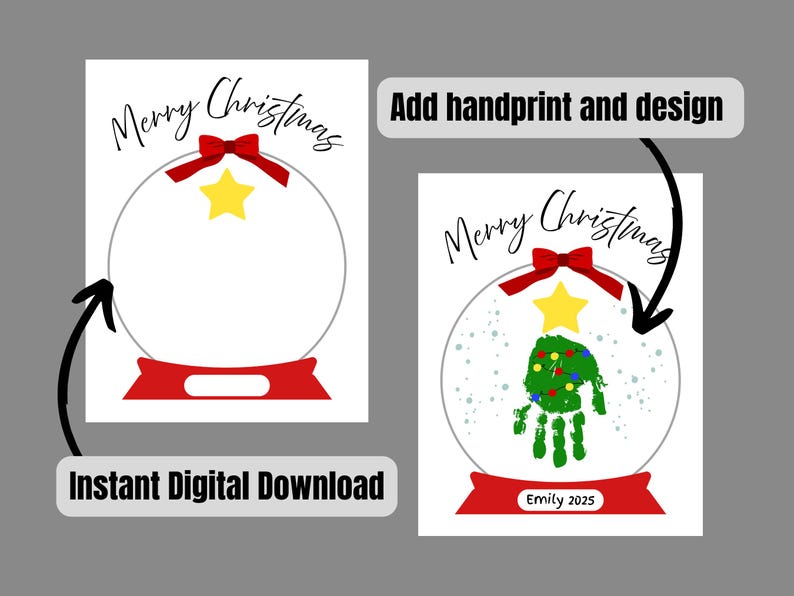 Christmas Snow Globe Handprint Art: Baby Toddler Keepsake Craft - First ...