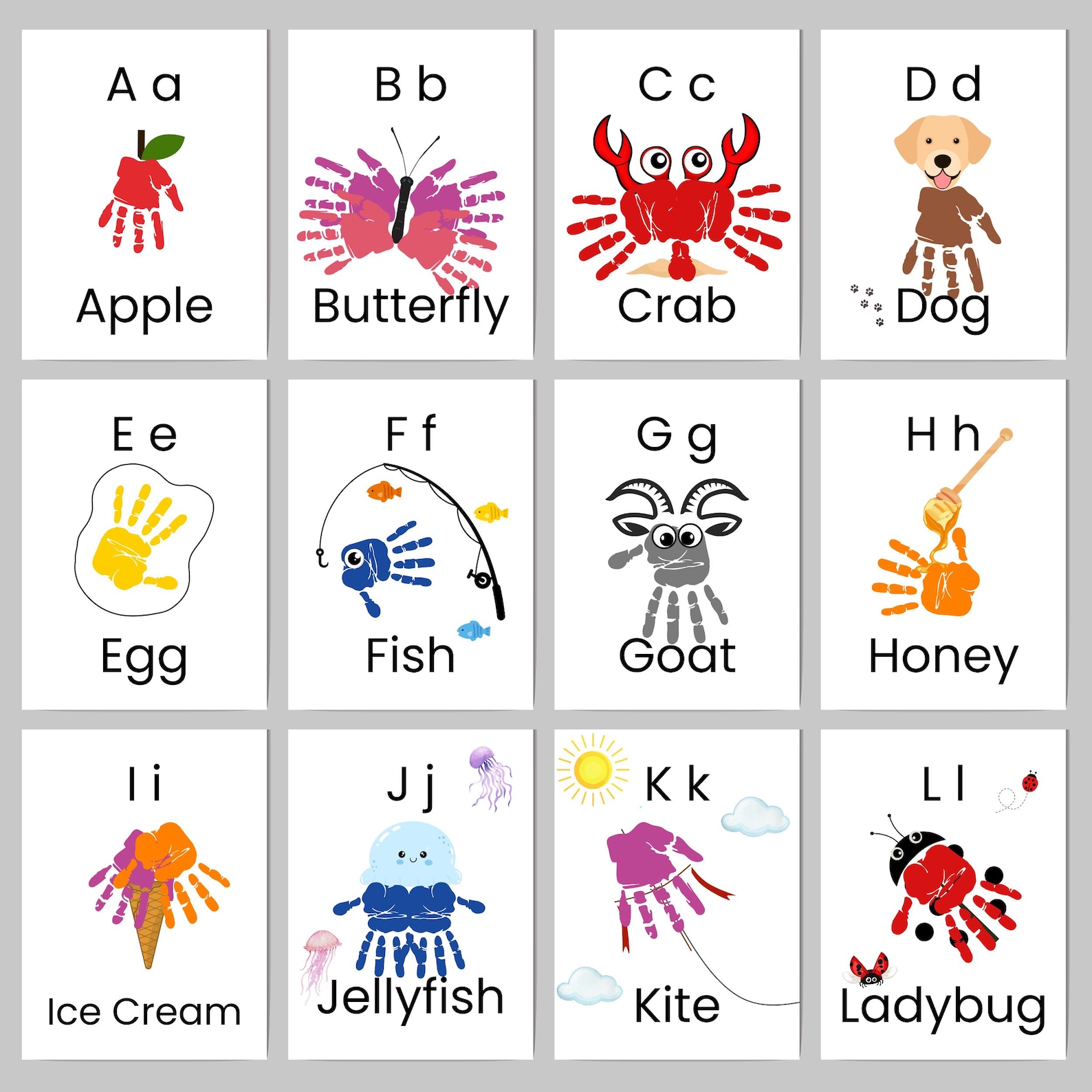 Alphabet Handprint Art: A-Z Phonics, Activity for Kids, Toddler ...