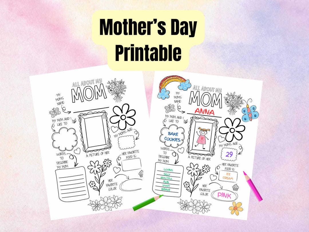 All About Mom Coloring Page: Printable Kids Activity - Gift for Mom ...