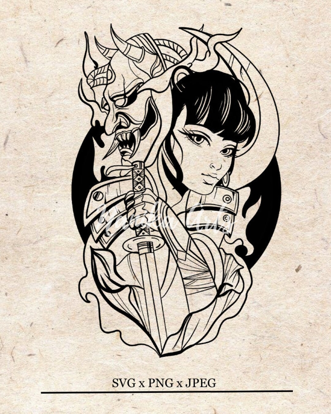 Japanese Geisha Tattoo SVG, Stencil Svg, SVG Designs for Cricut, SVG ...