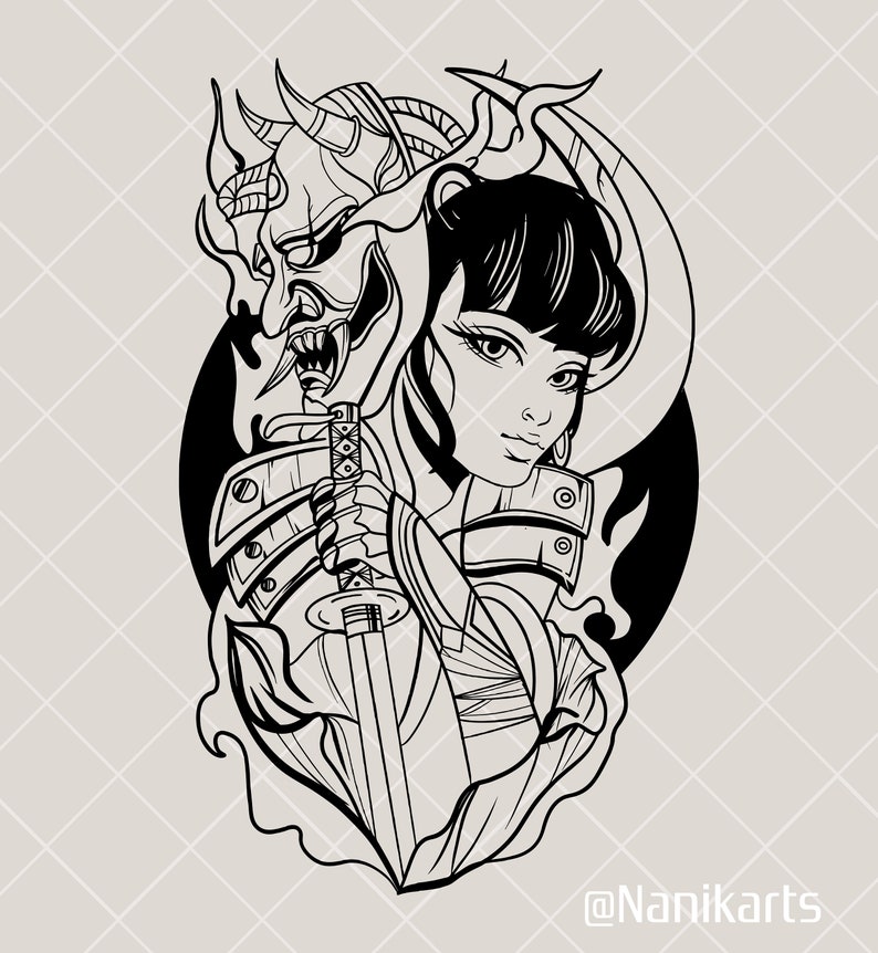 Japanese Geisha Tattoo SVG, Stencil Svg, SVG Designs for Cricut, SVG ...