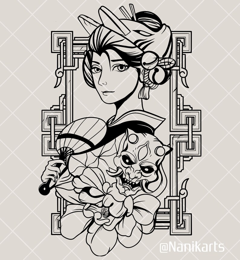 Japanese Geisha Tattoo SVG, Stencil Svg, SVG Designs for Cricut, SVG ...