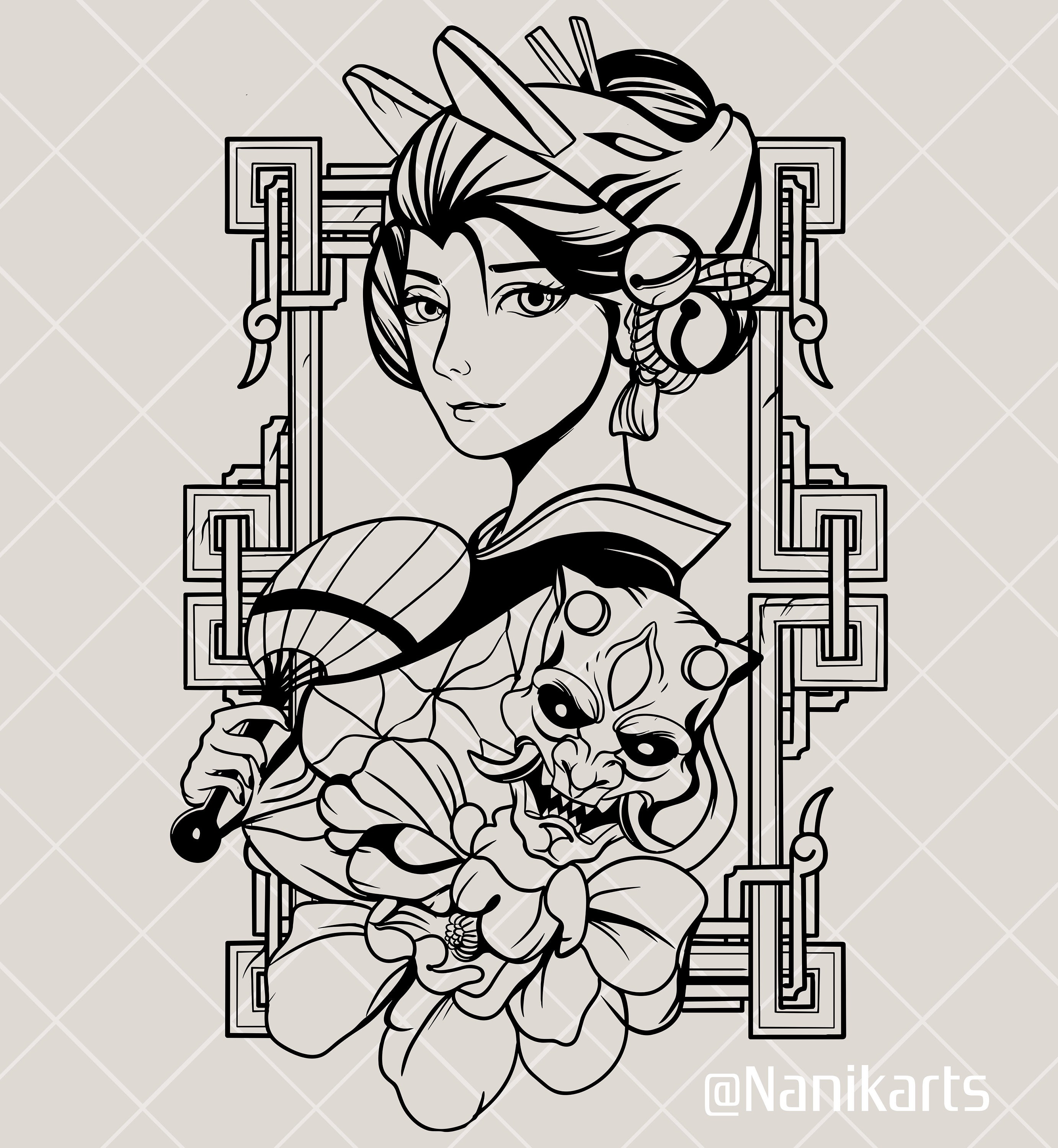 Japanese Geisha Tattoo SVG, Stencil Svg, SVG Designs for Cricut, SVG ...
