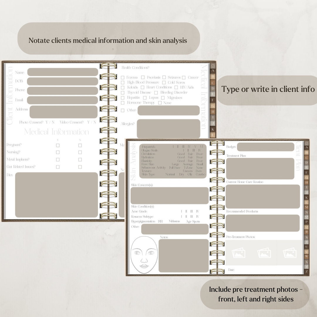 Digital Esthetician Client Record Book - Etsy