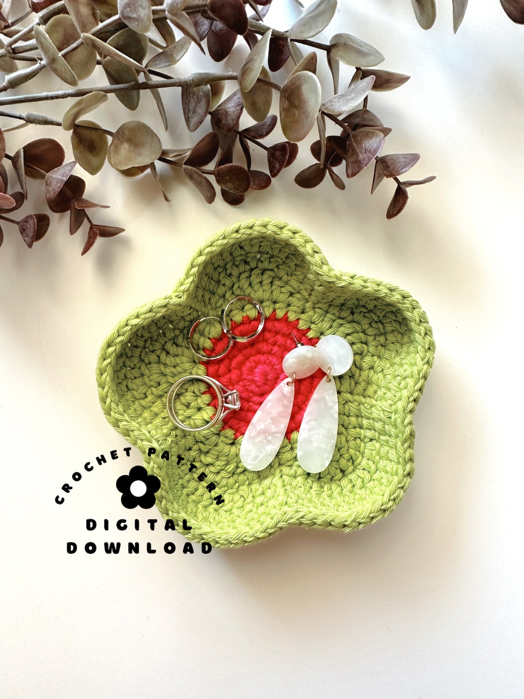 Crochet Flower Trinket Dish Pattern Crochet Pattern Trinket Dish PDF ...