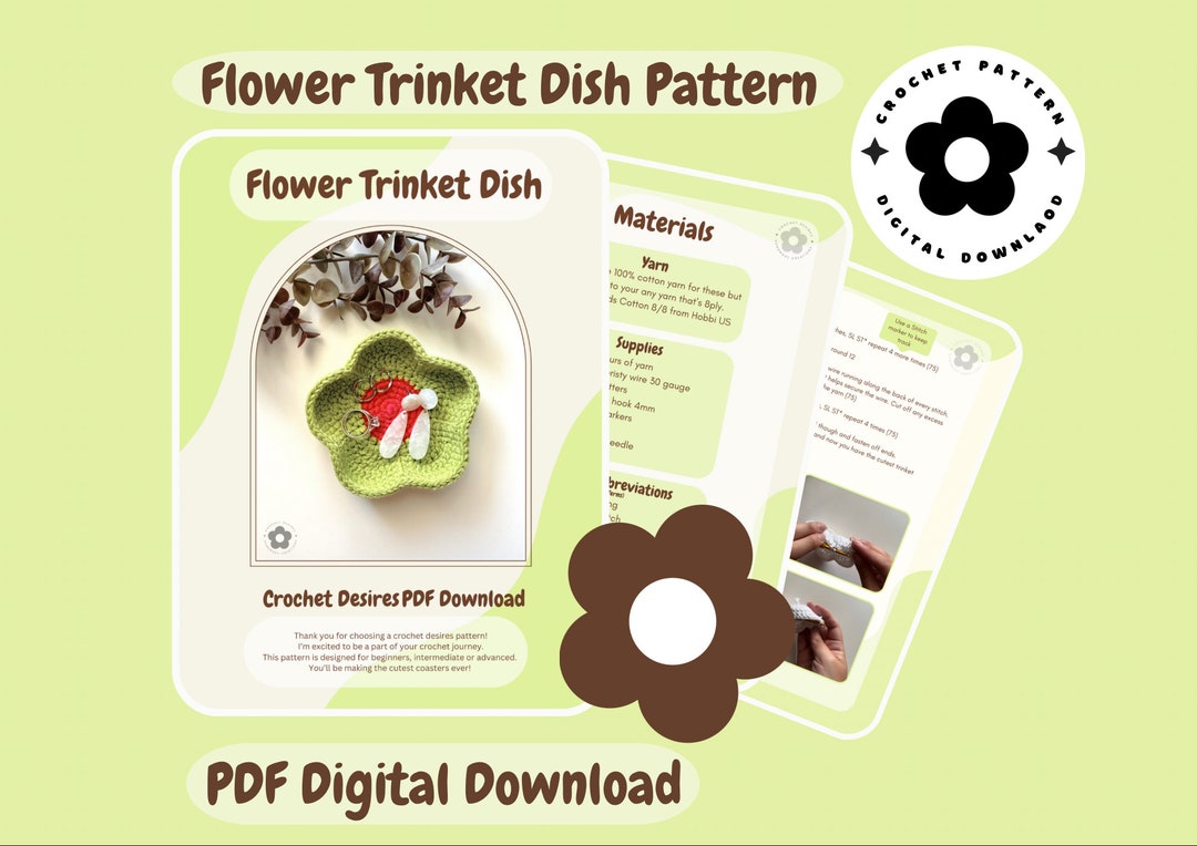 Crochet Flower Trinket Dish Pattern Crochet Pattern - Etsy