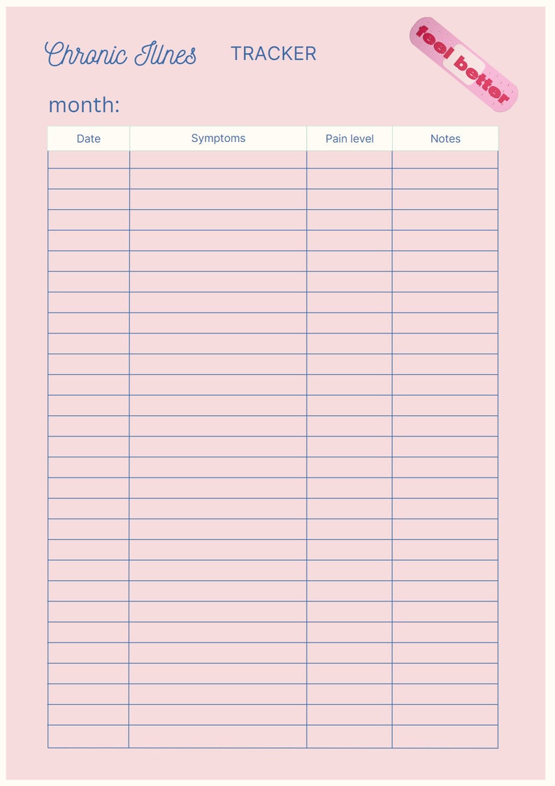 Chronic Illnesses Tracker - Etsy