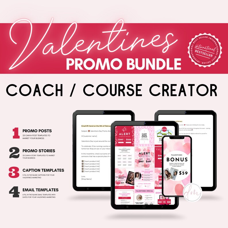 Valentines Canva Templates Bundle: Social Media & Email Marketing ...