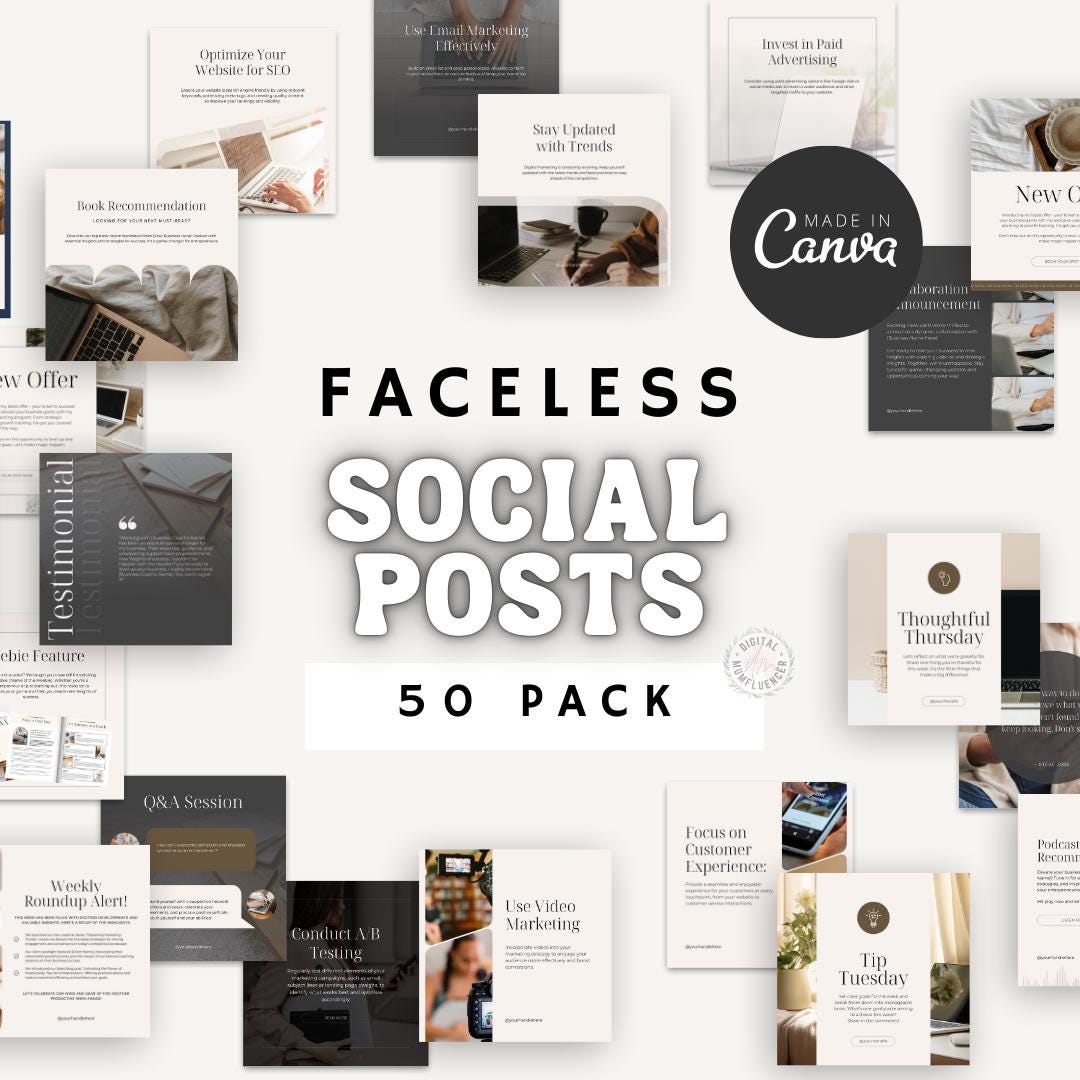 Faceless Instagram Social Posts, Minimalist Authentic Anonymized IG ...