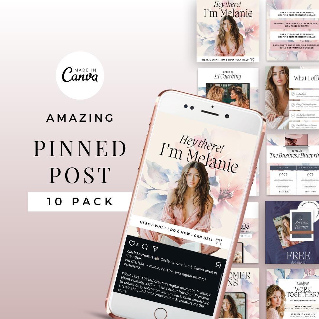 Instagram Pinned Post Templates Canva, Blush Business Branding Kit ...