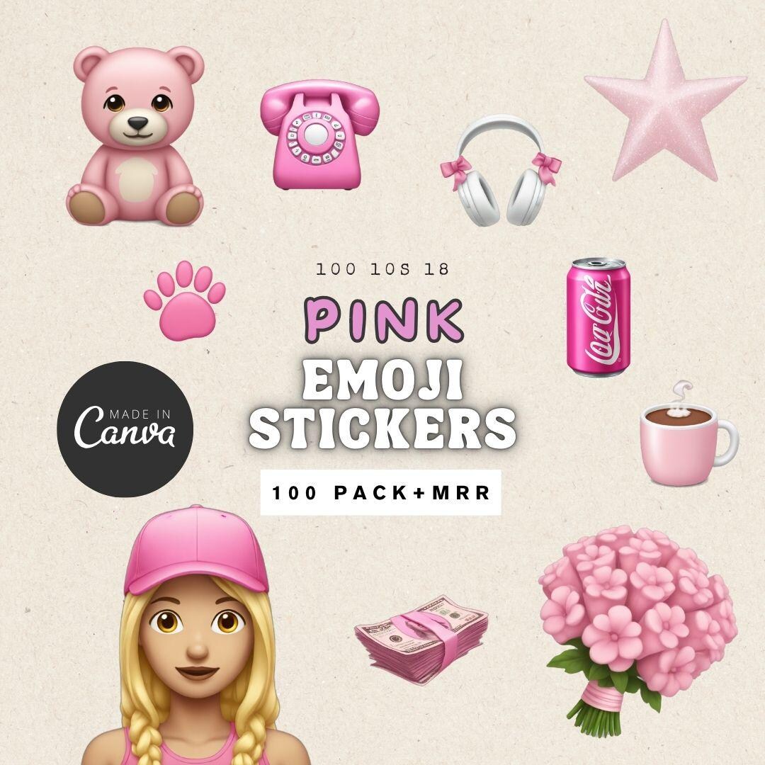 Pink Emoji Stickers | 100 Aesthetic Digital Stickers With Master Resell ...