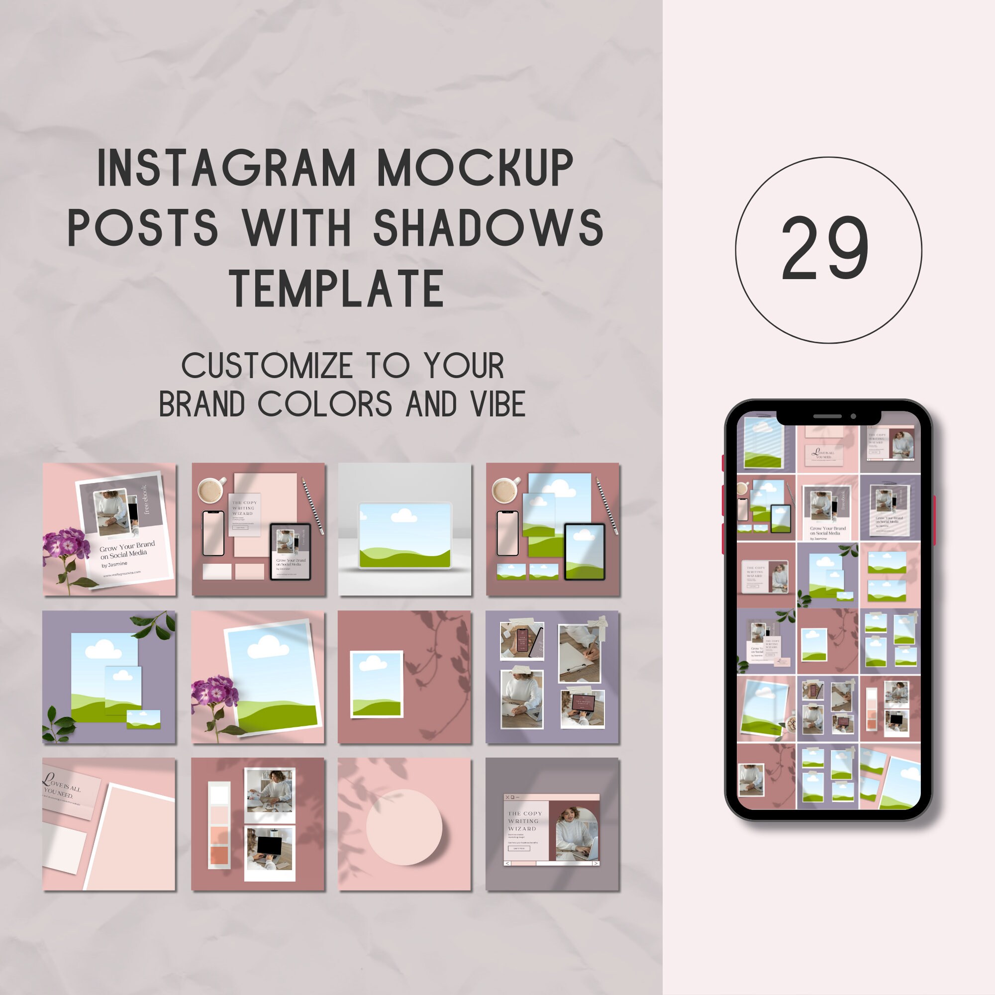 Mockup Instagram Social Media Canva Templates With Natural Shadows, IG ...