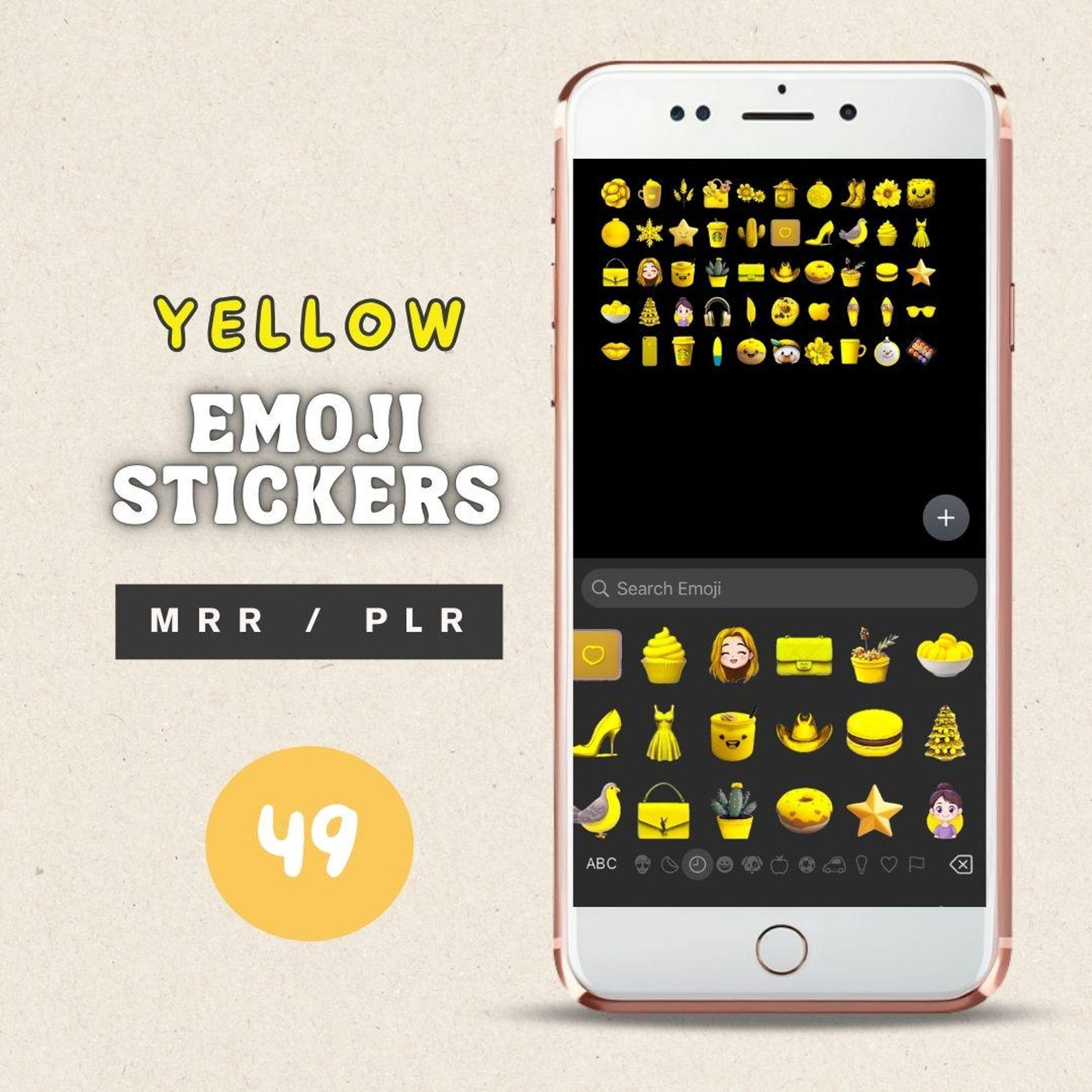 Yellow Emoji Sticker Pack: 49 Cheerful PNG Stickers (digital Download ...