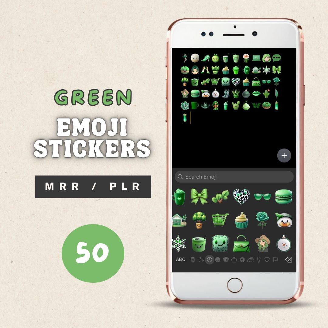 Green Emoji Stickers Pack, Aesthetic Emoji Sticker Pack, Neutral Emoji ...