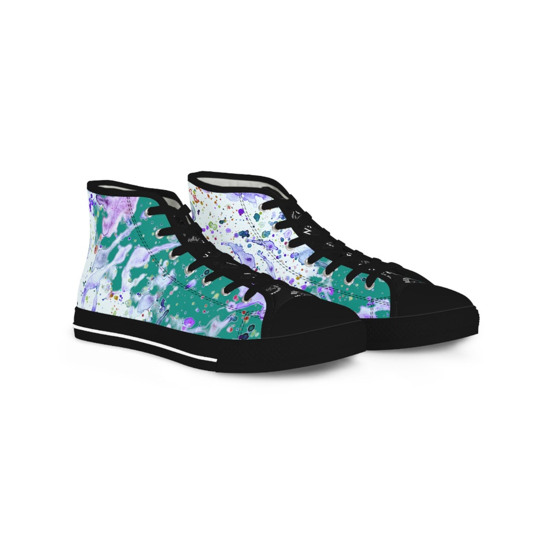 Mint Green Color Splash Mens Classic High Top Sneakers - Etsy