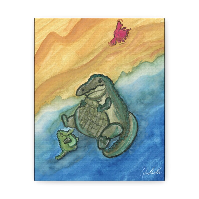 Mom and Baby Alligator Canvas Gallery Wrap - Etsy