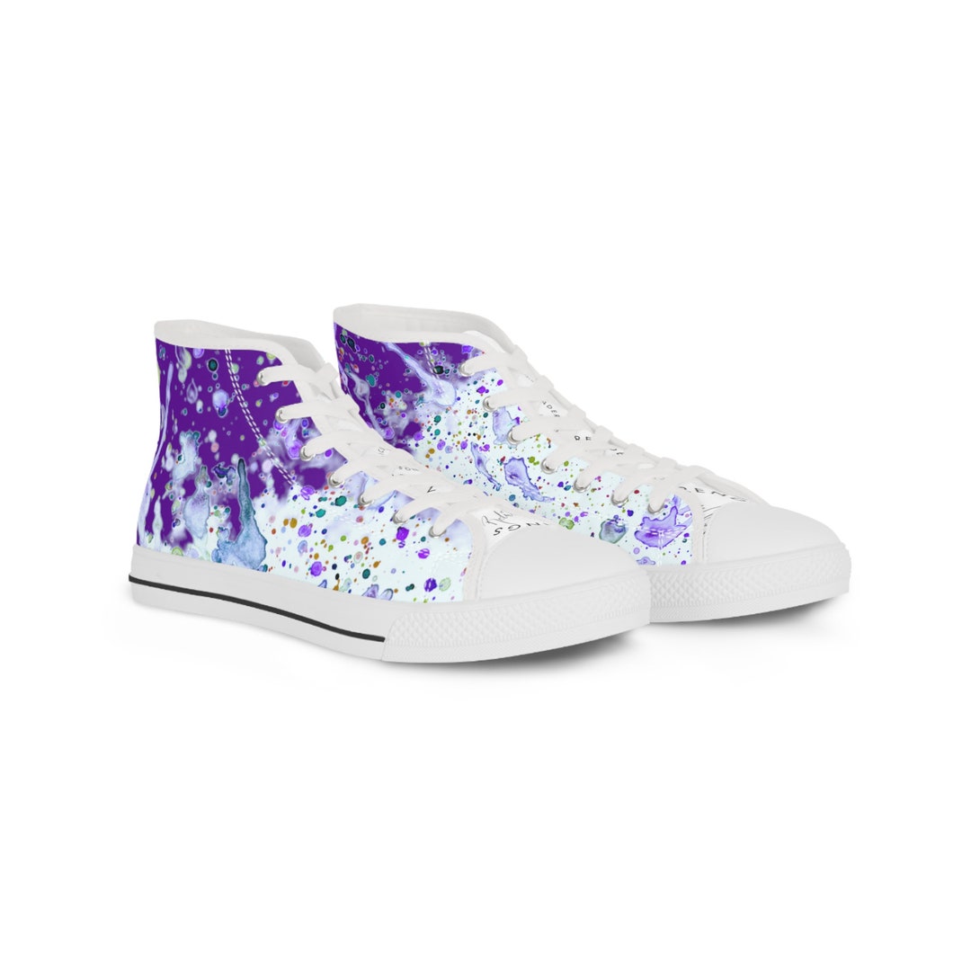 Purple Color Splash Men's Classic High Top Sneakers - Etsy