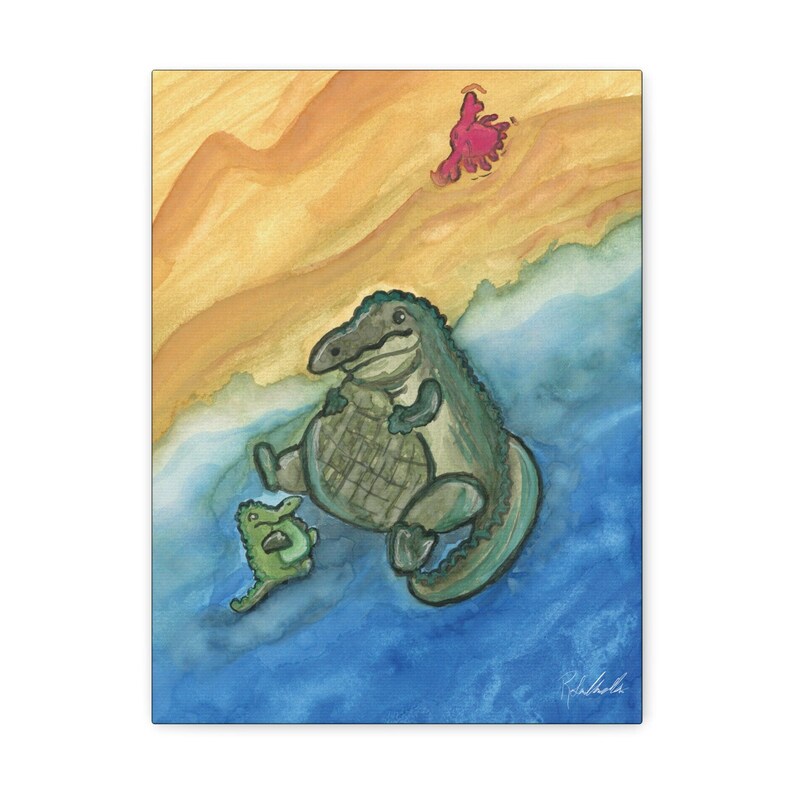 Mom and Baby Alligator Canvas Gallery Wrap - Etsy