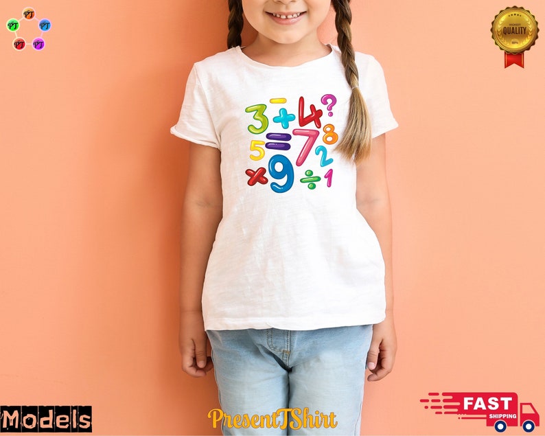 Kids Maths T-shirt, Colorful Number Day Maths Symbols Shirt, Kids T ...