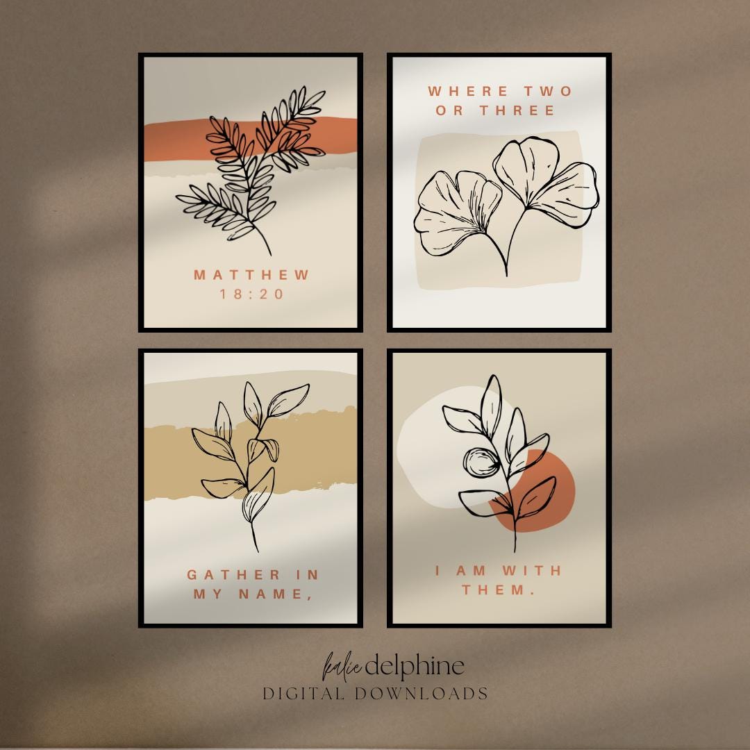 Matthew 18:20, Printable Bible Verse, Set of 4 Wall Art - Etsy