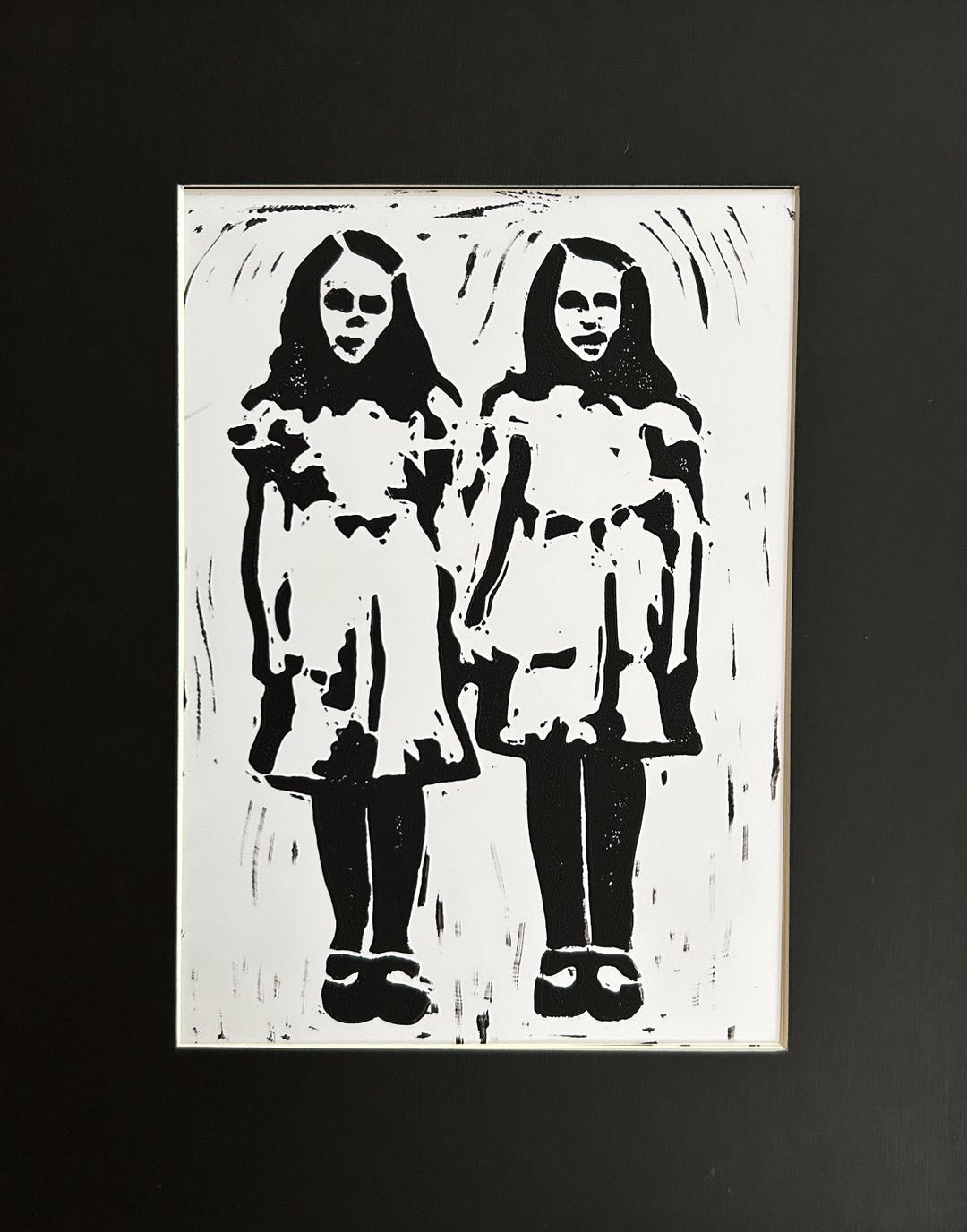 The Grady Twins Linocut Art Print: Handmade, Matted and Fits an 8X10 ...
