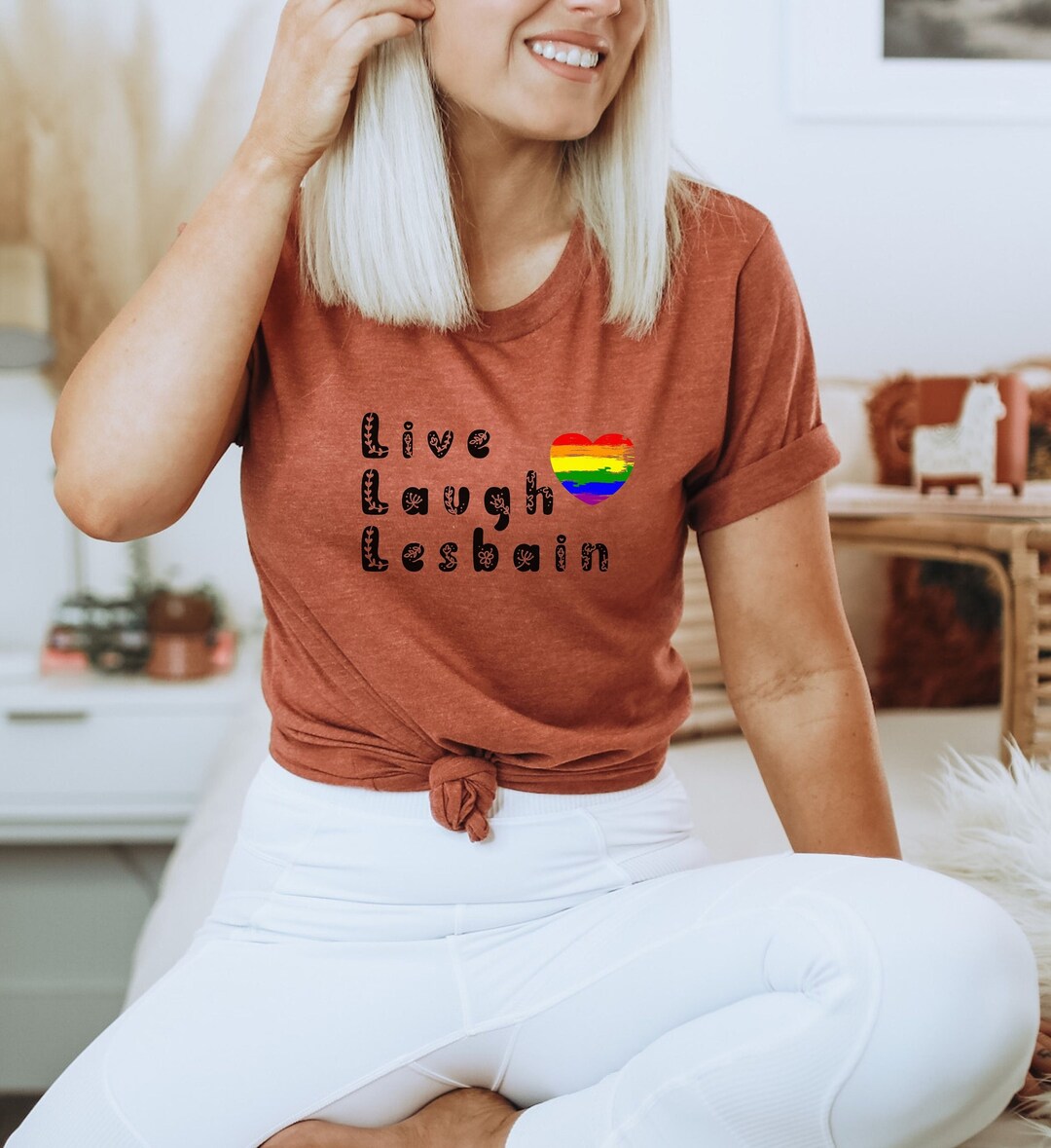 Live Laugh Lesbian Shirt Subtle Lesbian Pride Flag Tshirt Dyke T-shirt ...