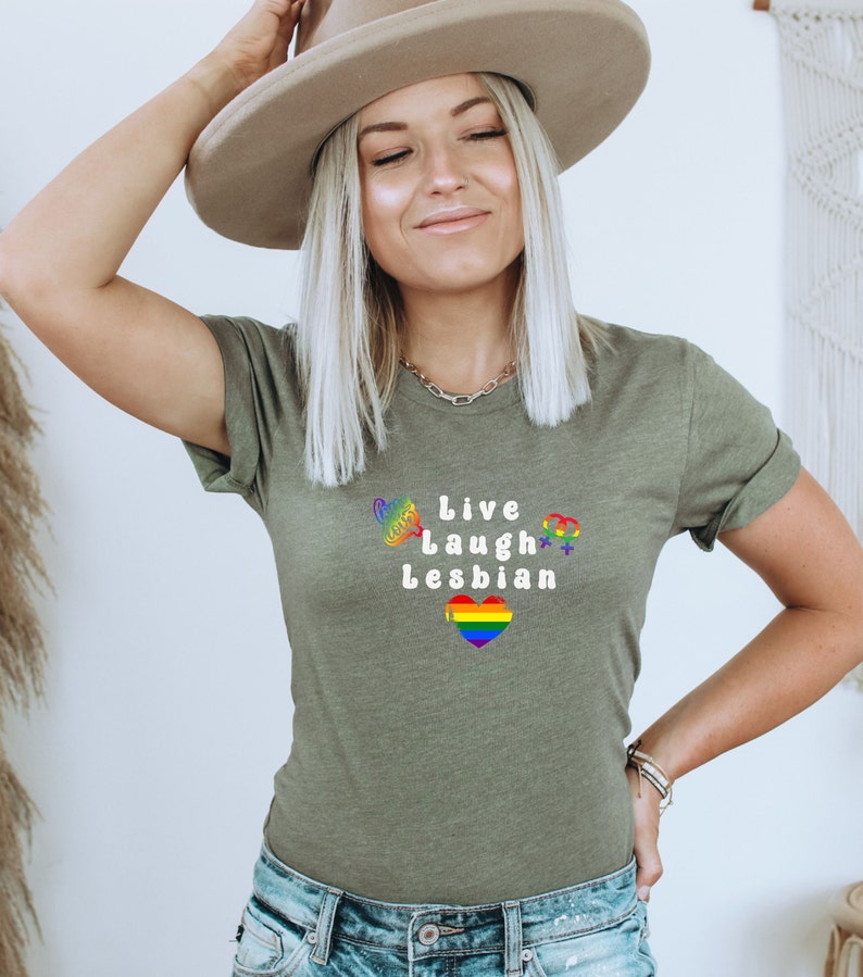 Live Laugh Lesbian Shirt Subtle Lesbian Pride Flag Tshirt Dyke T Shirt
