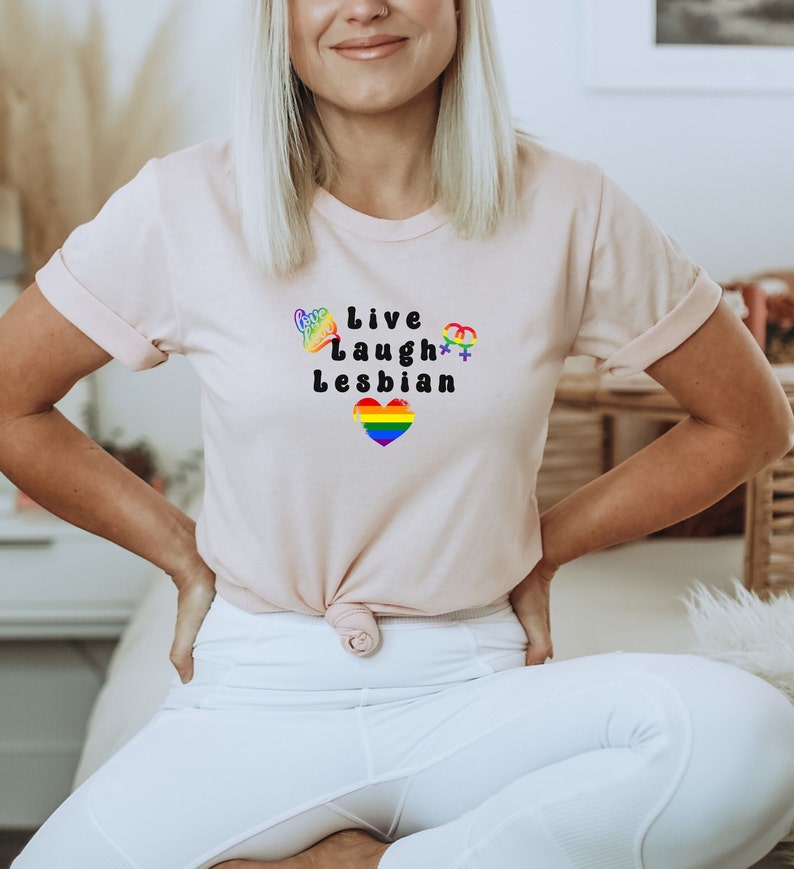 Live Laugh Lesbian Shirt Subtle Lesbian Pride Flag Tshirt Dyke T Shirt