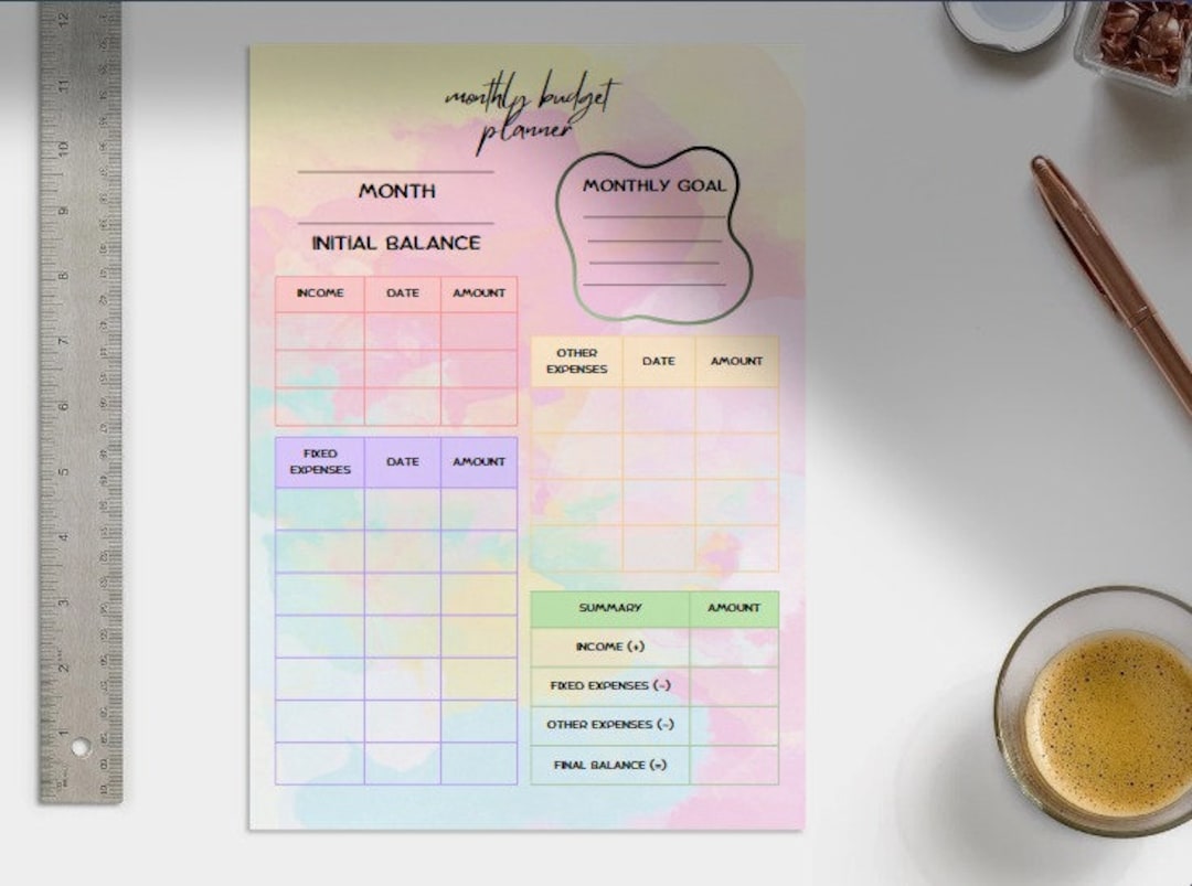 Monthly Budget Planner / PDF Printable / Editable - Etsy