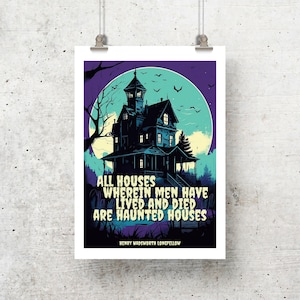Haunted House Silhouette Henry Wadsworth Longfellow Quote - Etsy