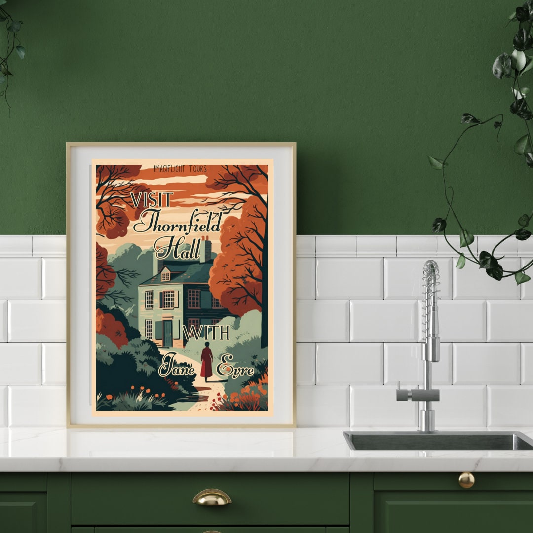 Visit Thornfield Hall Digital Colorful Wall Art Jane Eyre Poster ...