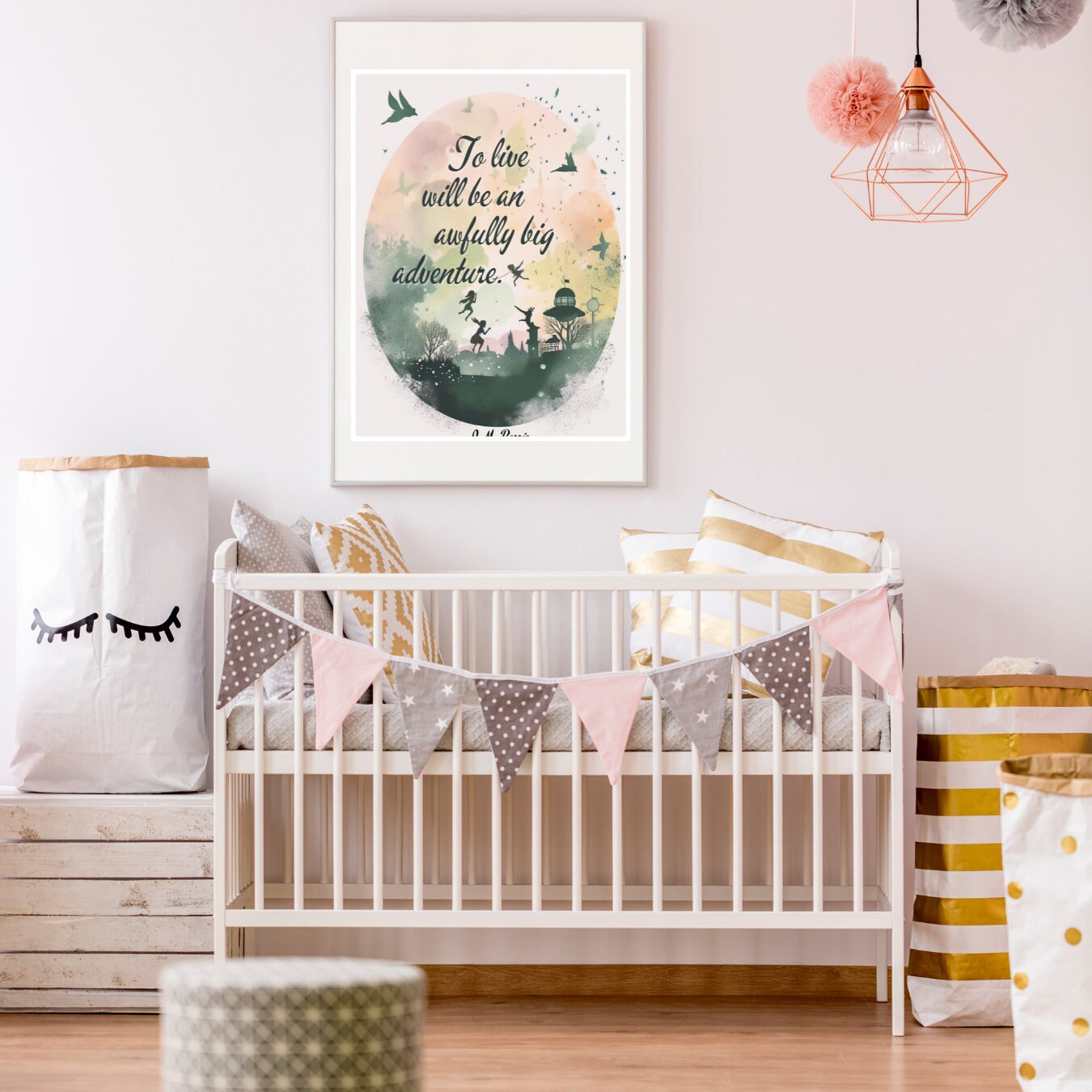 Pastel Peter Pan Nursery Poster Classic Literature Art for - Etsy