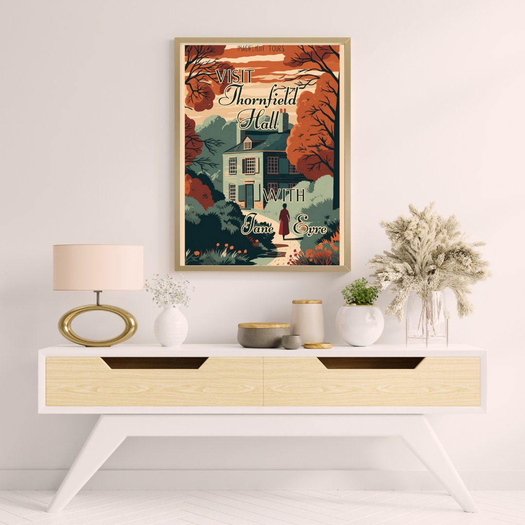 Visit Thornfield Hall Digital Colorful Wall Art Jane Eyre Poster ...
