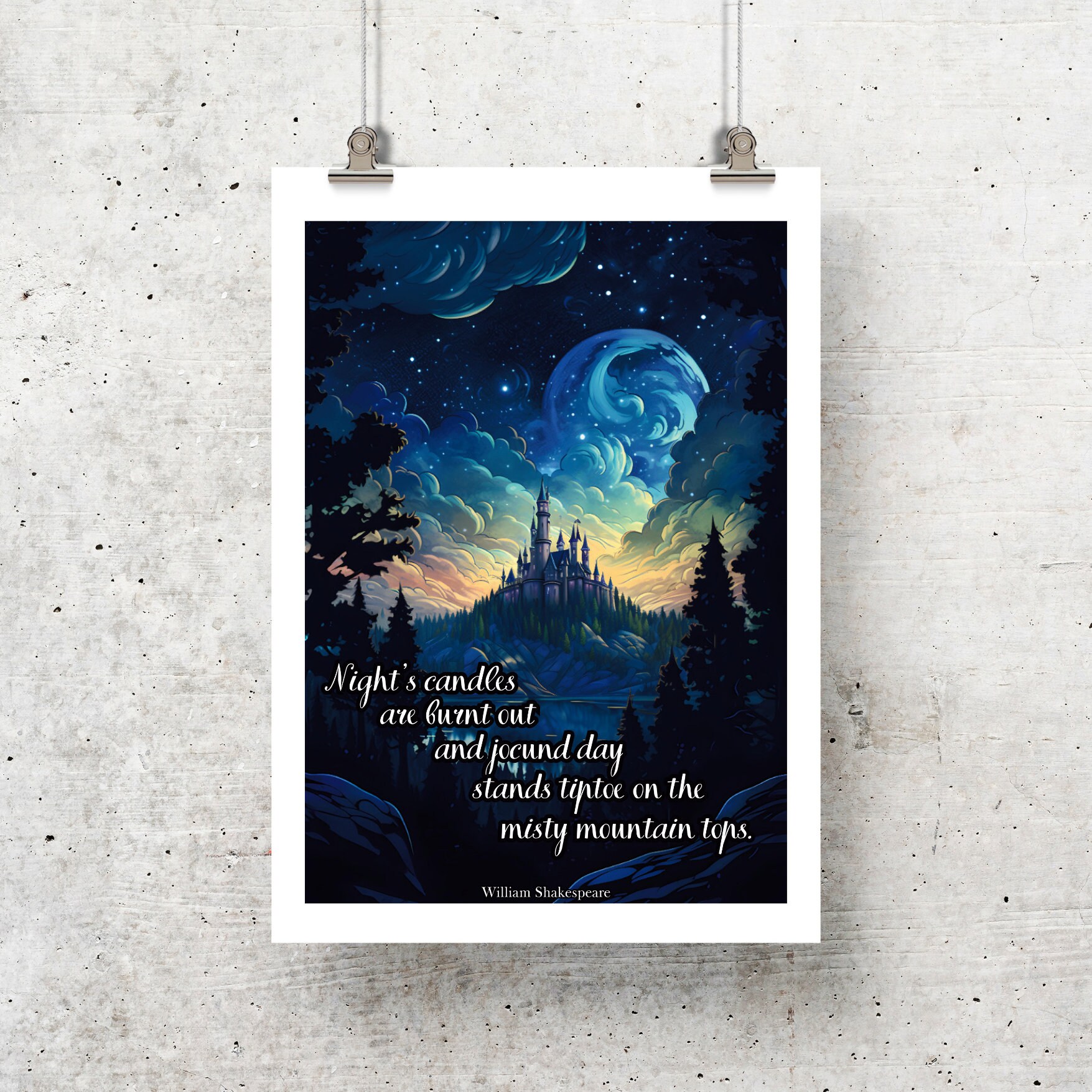 Starry Night Over Macbeth's Castle Shakespearean Forest Scene, Ideal ...