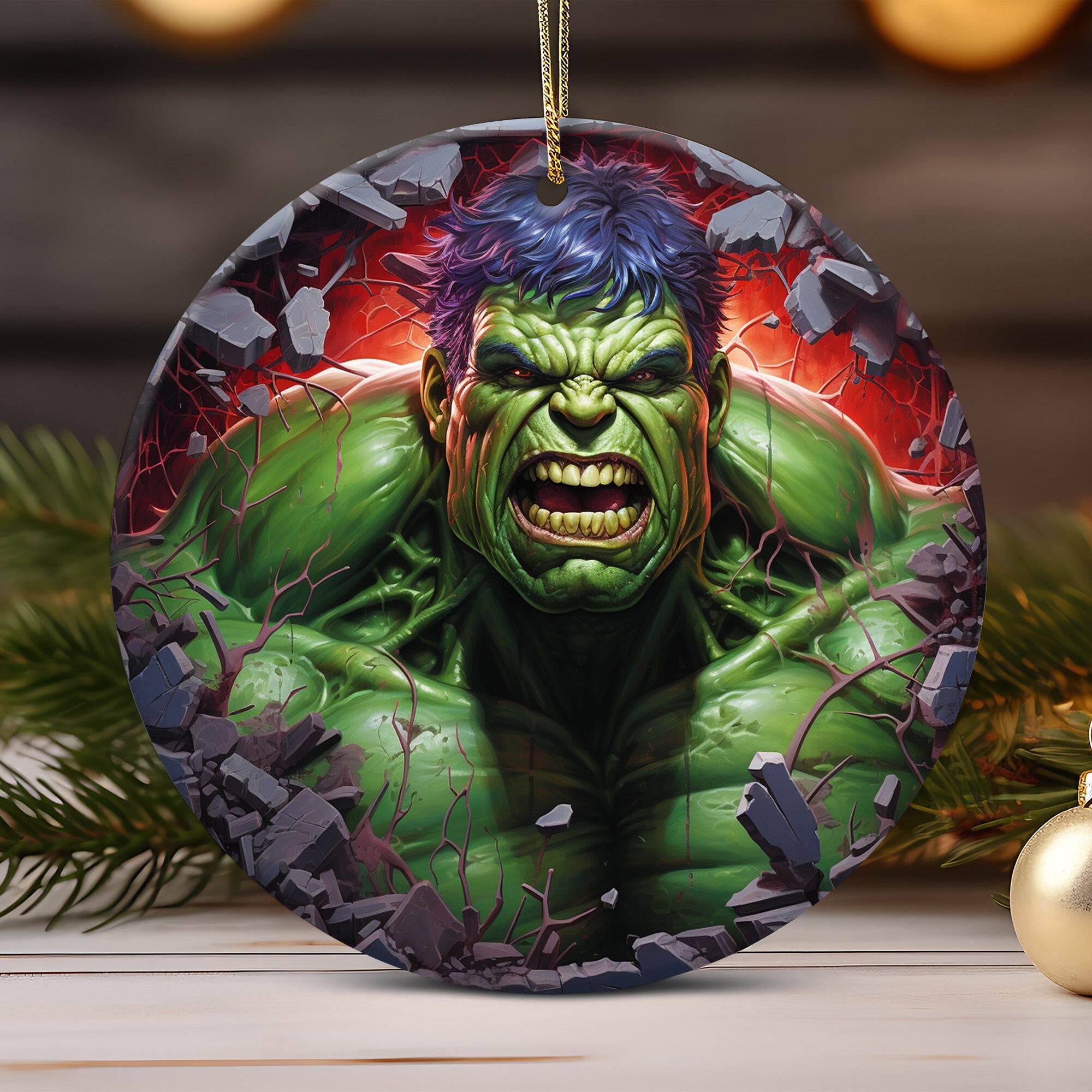 Circle Acrylic 3D Hulk Ornament Incredible Hulk Christmas - Etsy