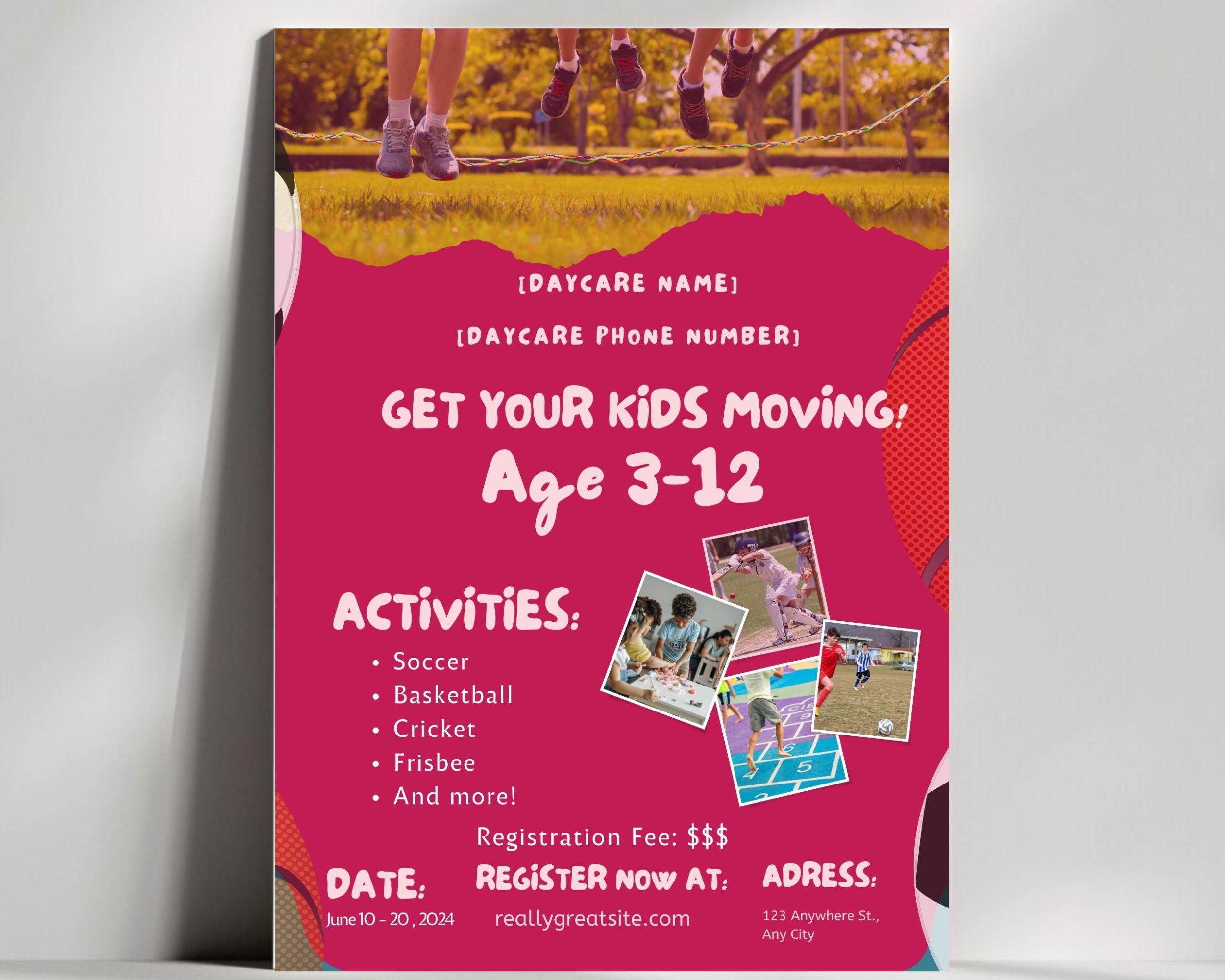 Sports Activity Plan Flyer Template for Children Camp Outdoorcanva ...