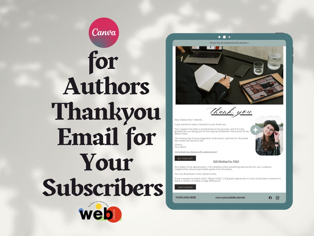 For Authors One Page Thank You Email Newsletter Template in Canva for ...