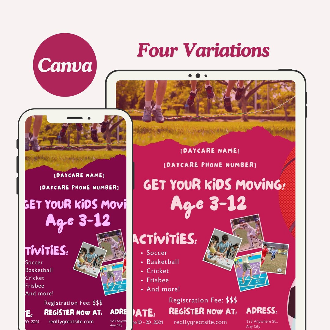 Sports Activity Plan Flyer Template for Children Camp Outdoorcanva ...