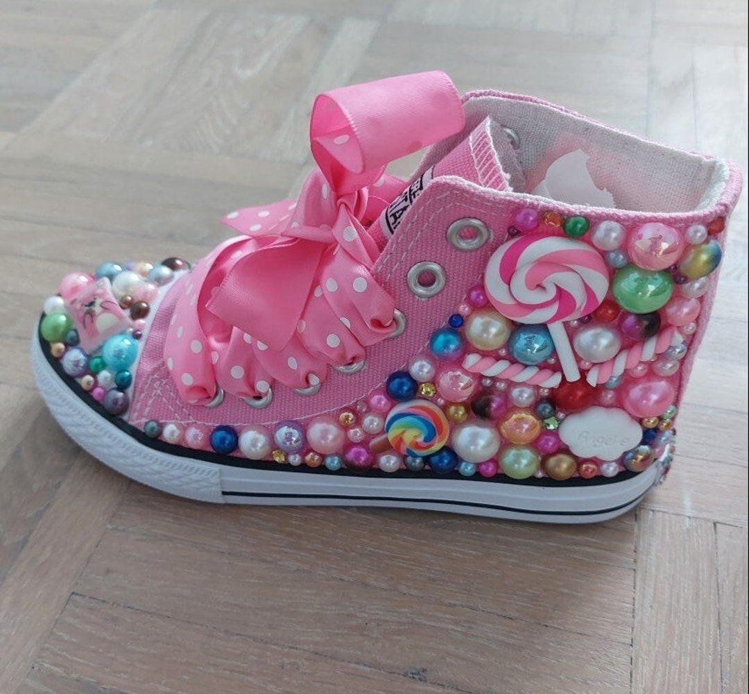 Custom Handmade Girls Bejeweled Canvas Sneakers Candy Gem - Etsy