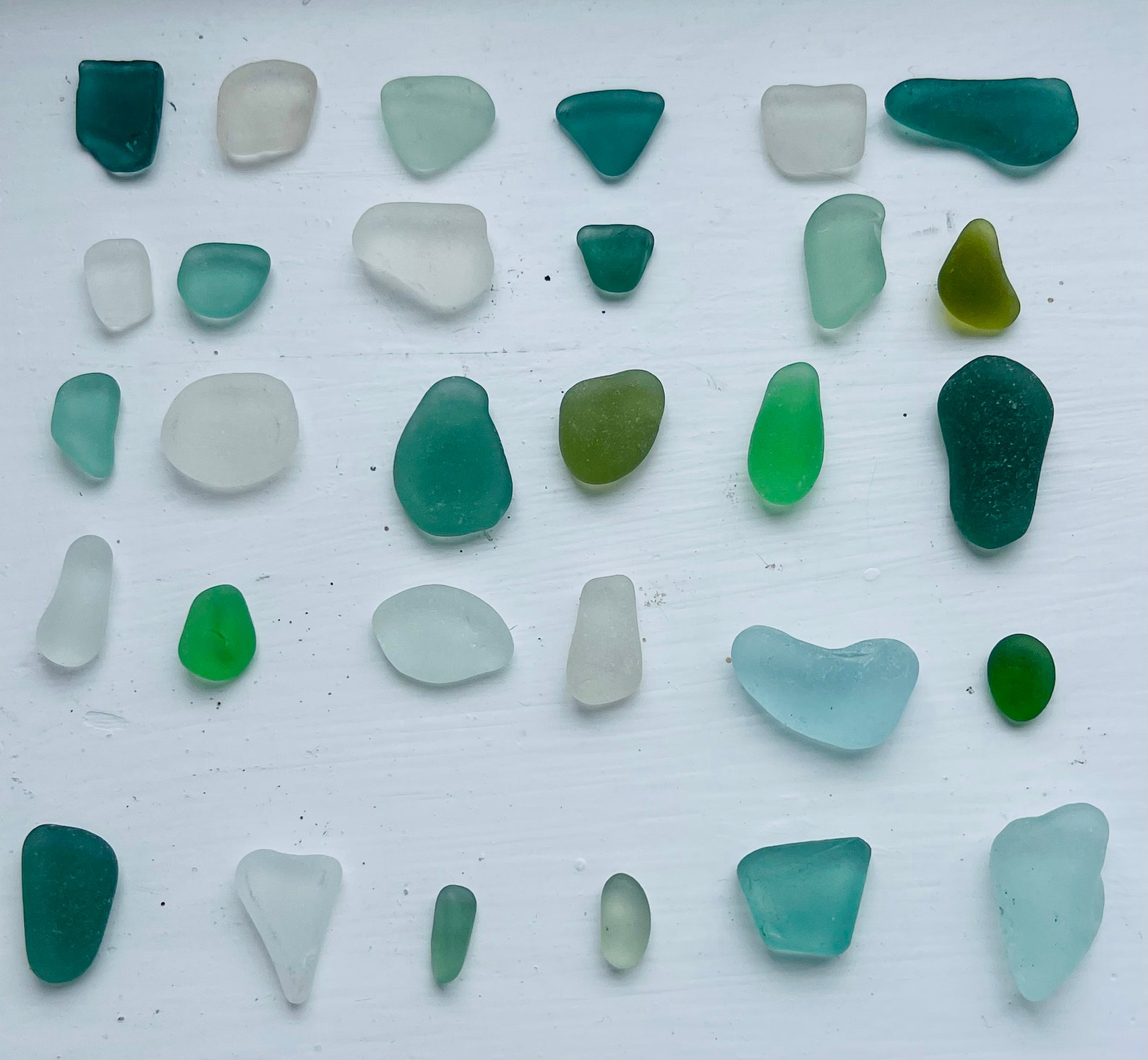 30 Seaglass Chunks, Multiple Shades of Aqua, Greens, Blues and White ...