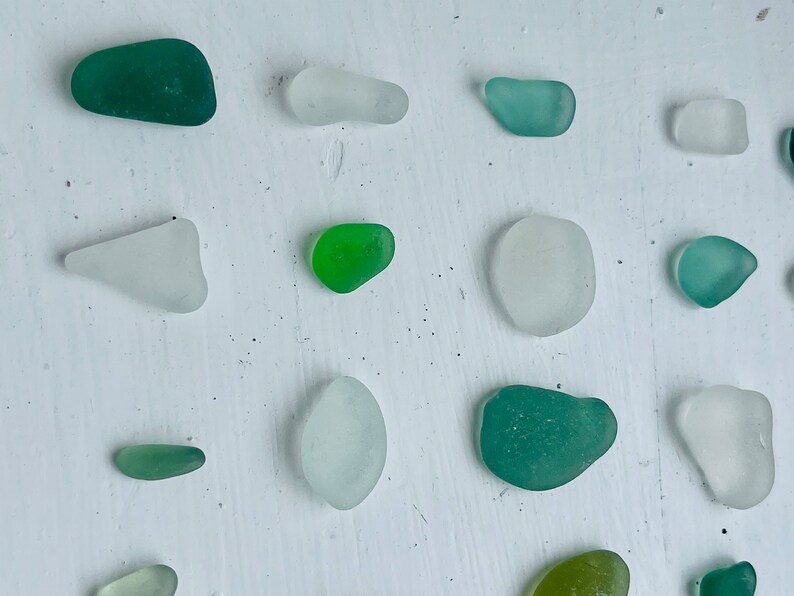 30 Seaglass Chunks, Multiple Shades of Aqua, Greens, Blues and White ...