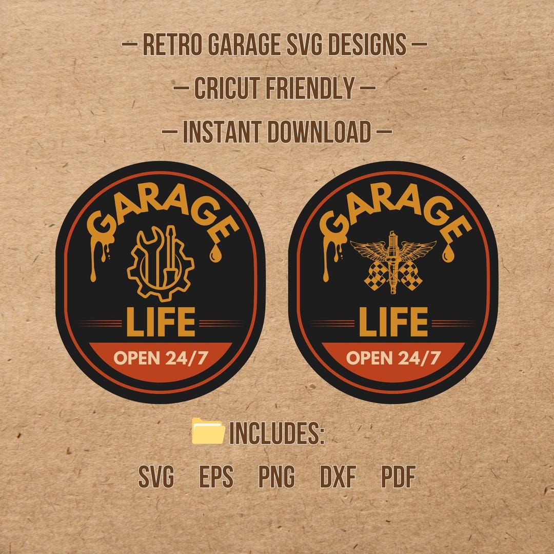 Garage Life SVG Bundle – Retro Mechanic Logo Designs – Instant Download ...