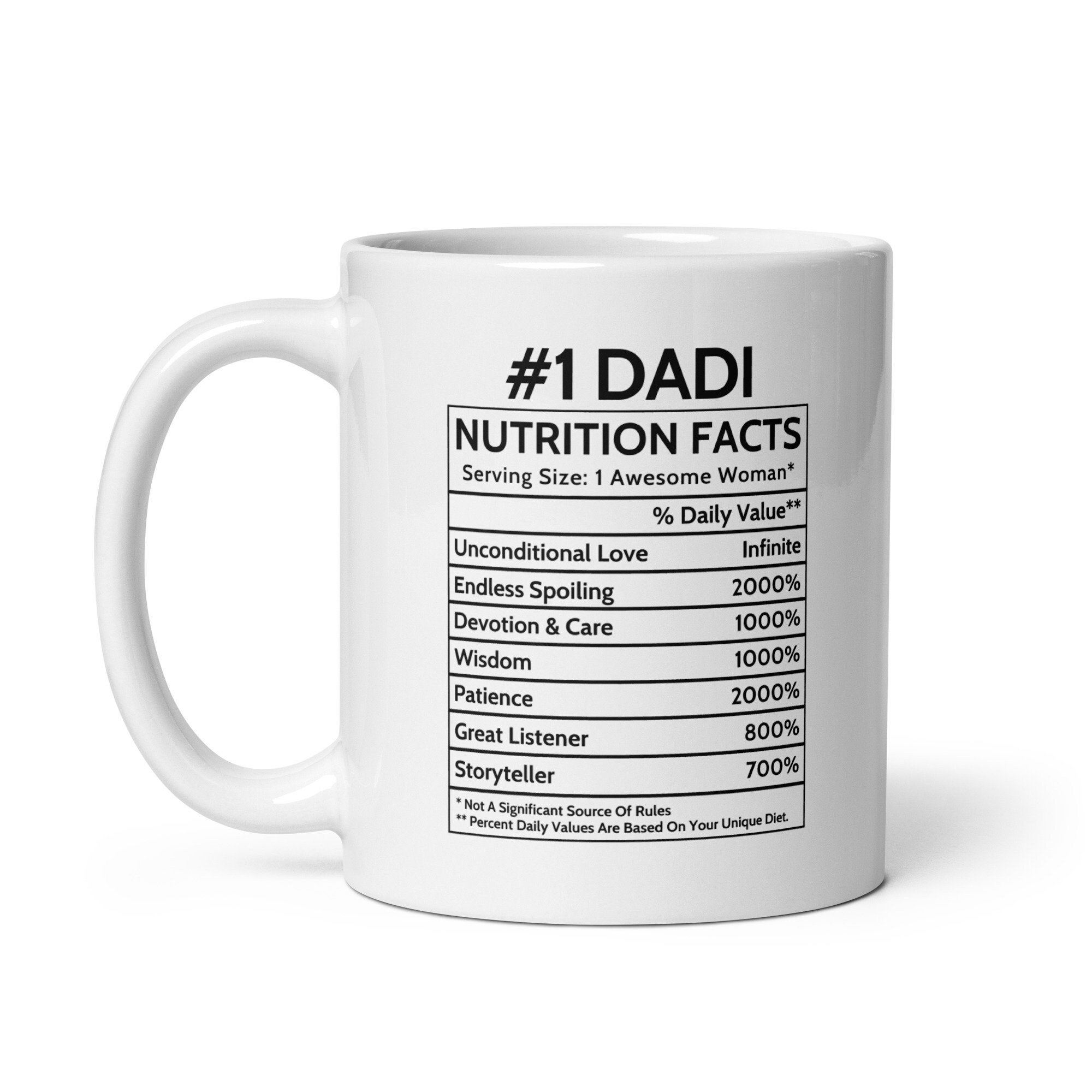 Personalized Dadi Gift, Nutrition Facts Dadi Mug for Indian Grandmother ...