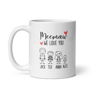 Personalized Meemaw Mug, Meemaw Gift, Custom Kids Name Grandma Birthday ...