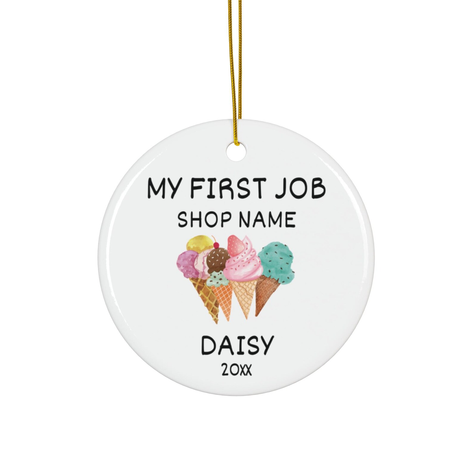 Personalized My First Job Ice Cream Ornament, New Job Gift for Son ...