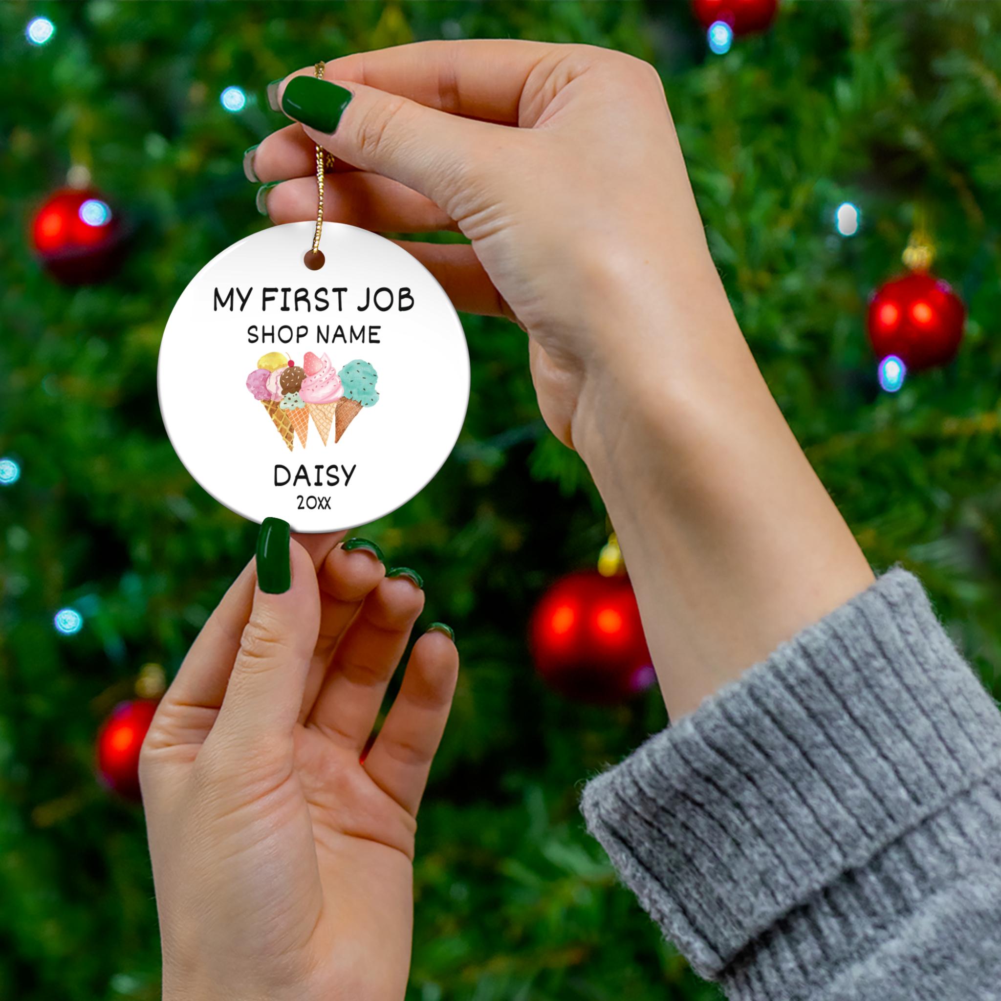 Personalized My First Job Ice Cream Ornament, New Job Gift for Son ...
